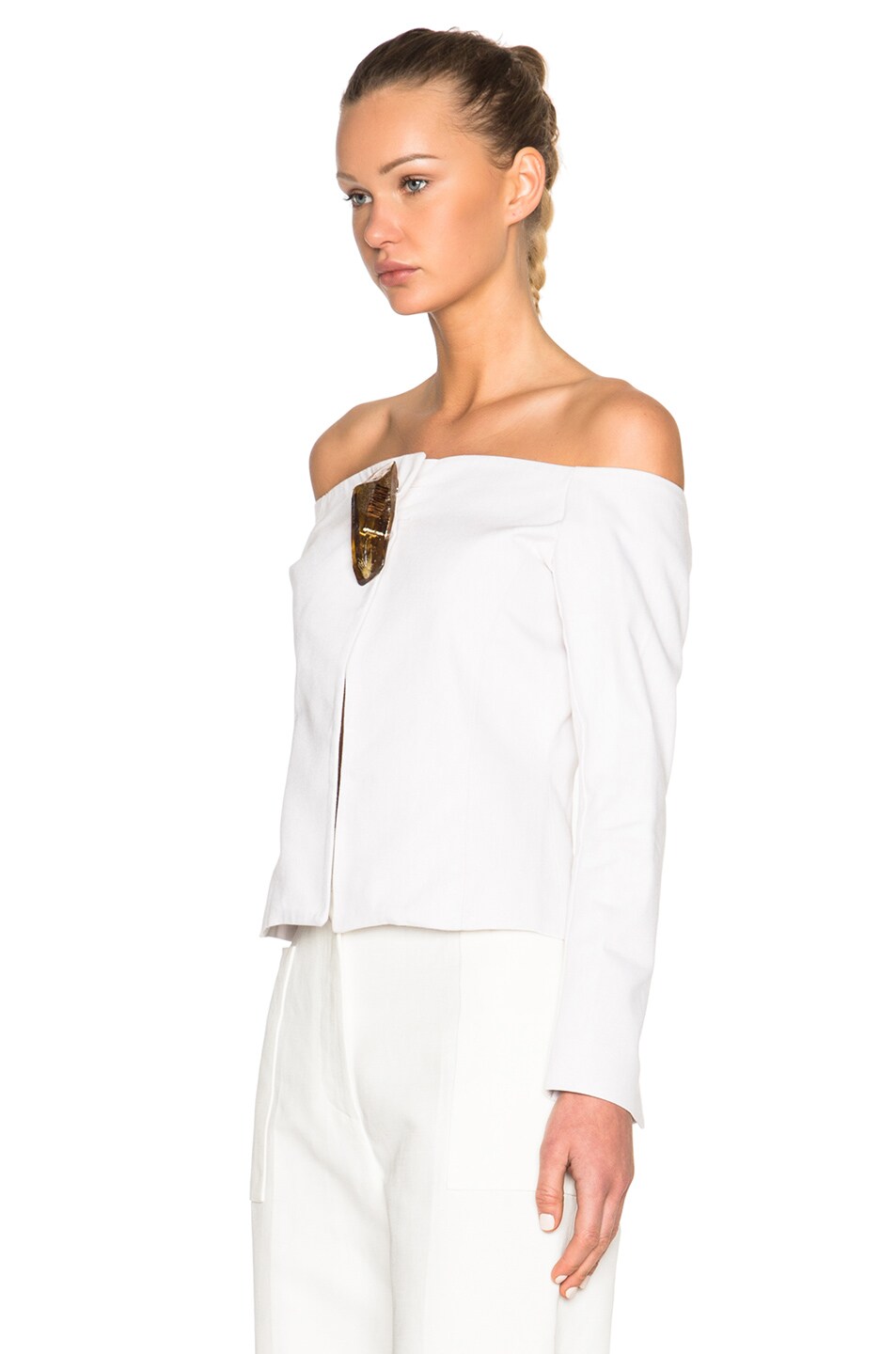 Christopher Esber Shoulderless Jacket in White Denim | FWRD