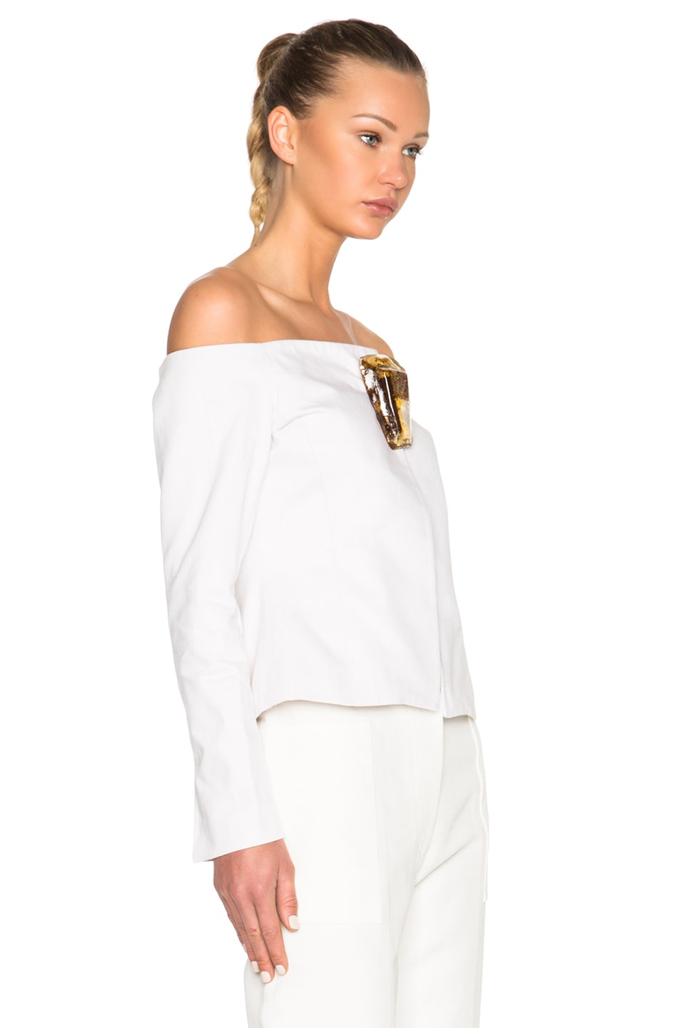Christopher Esber Shoulderless Jacket in White Denim | FWRD
