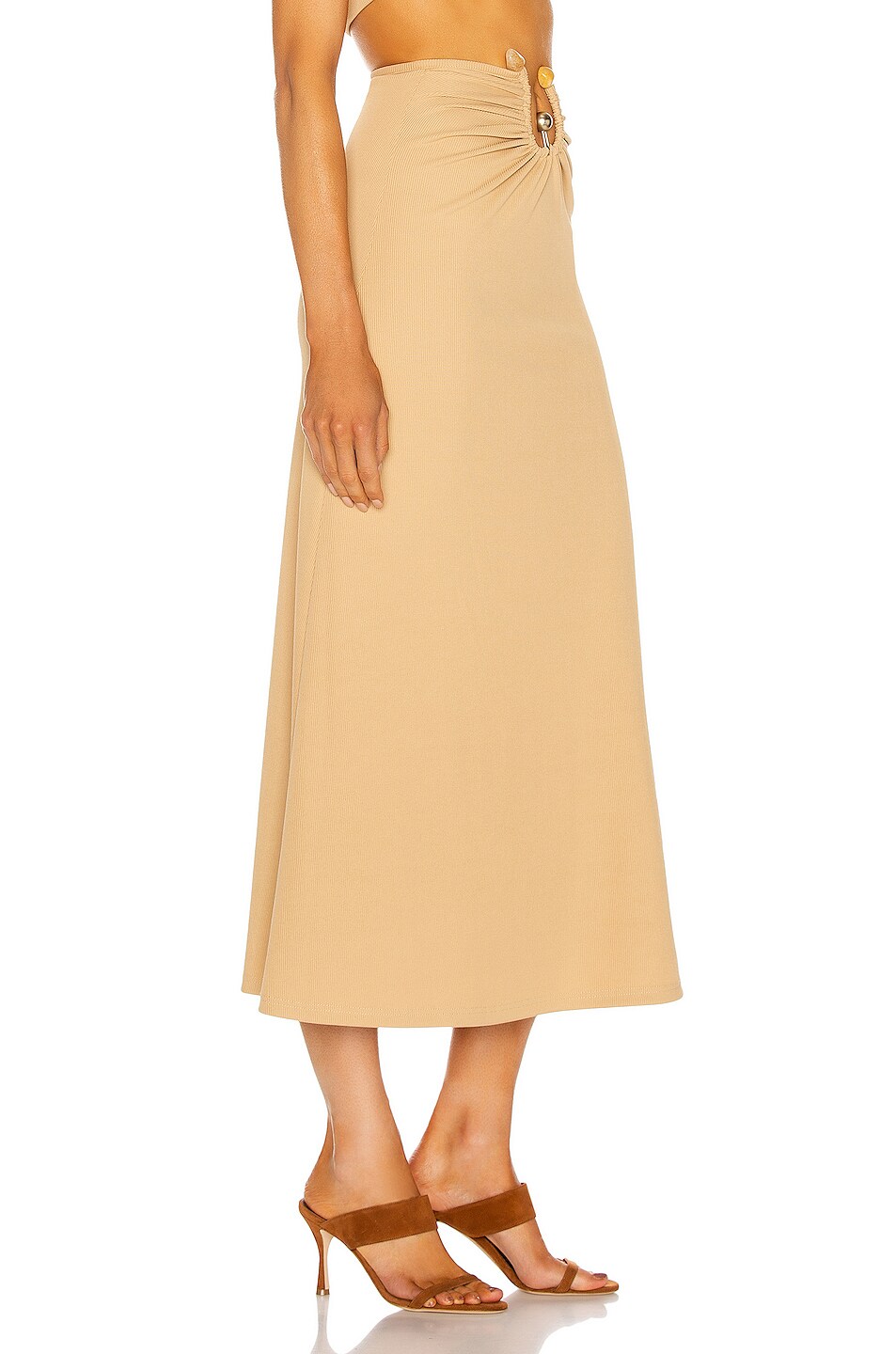 Christopher Esber Ruched Rib Skirt in Tan & Citron Quartz | FWRD