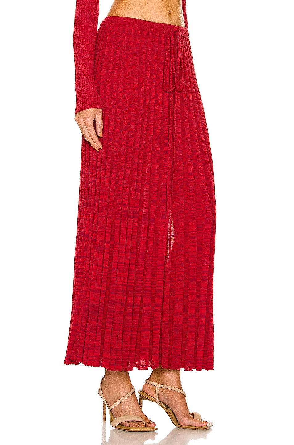 Christopher Esber Pleated Knit Tie Skirt in Chilli | FWRD