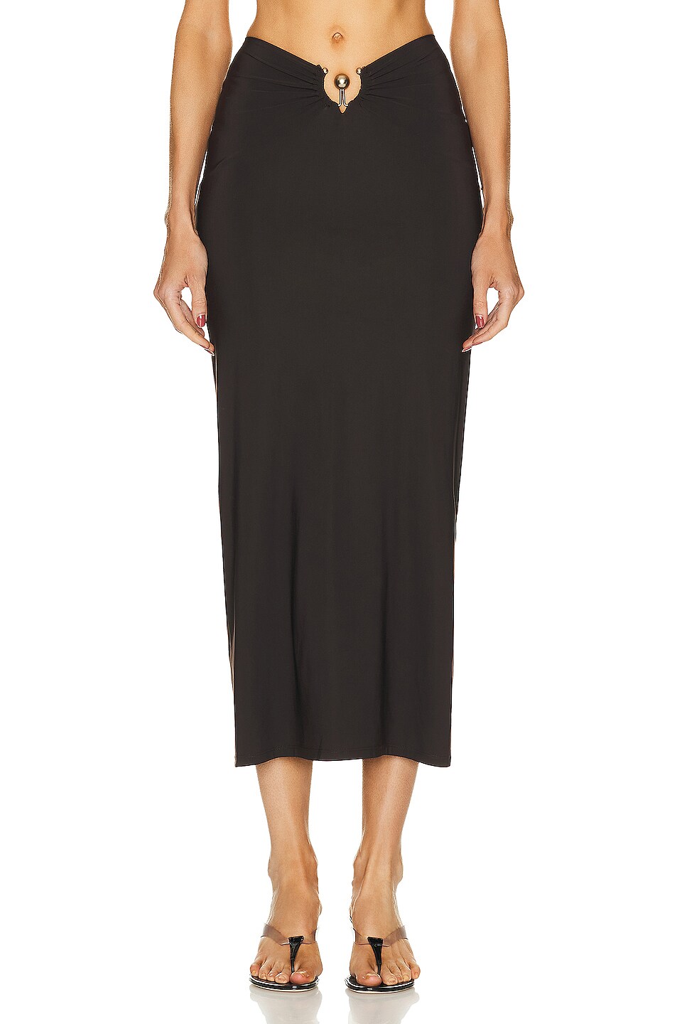 Christopher Esber Orbit Ruched Skirt in CHOCOLATE | FWRD