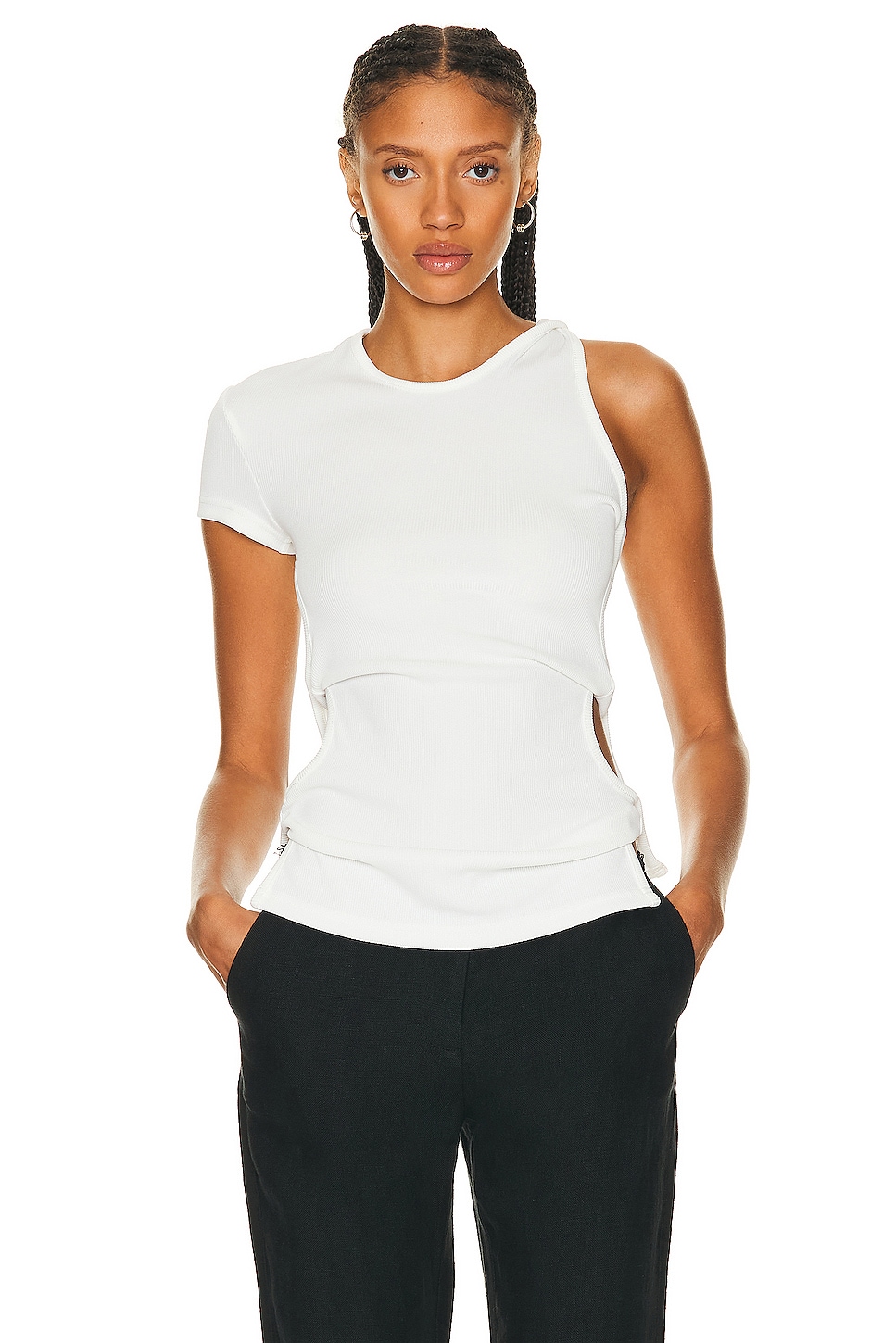 Christopher Esber Open Twist Side Tee in White | FWRD