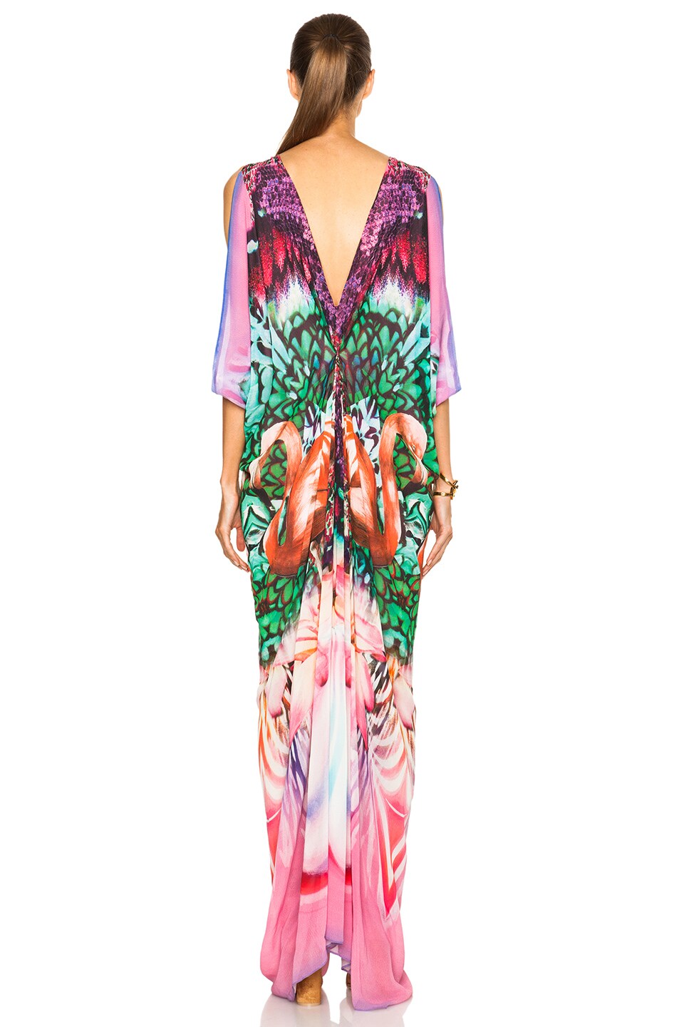 Camilla Long Drape Dress with Zip Front in Awakened Utopia | FWRD