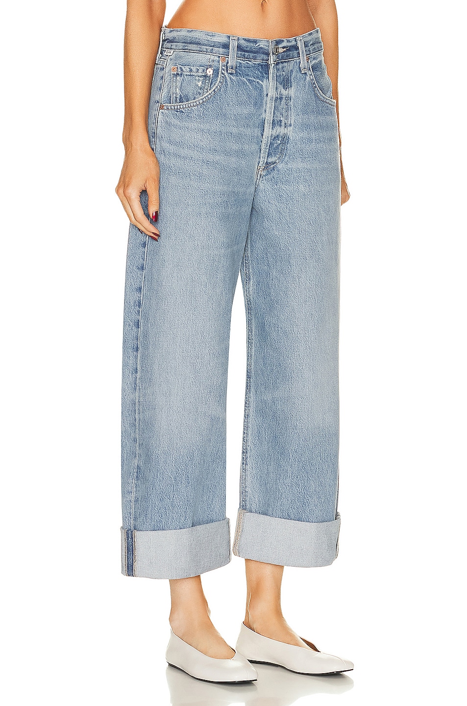Citizens of Humanity Ayla Baggy Cuffed Crop Jeans in Skylights | FWRD