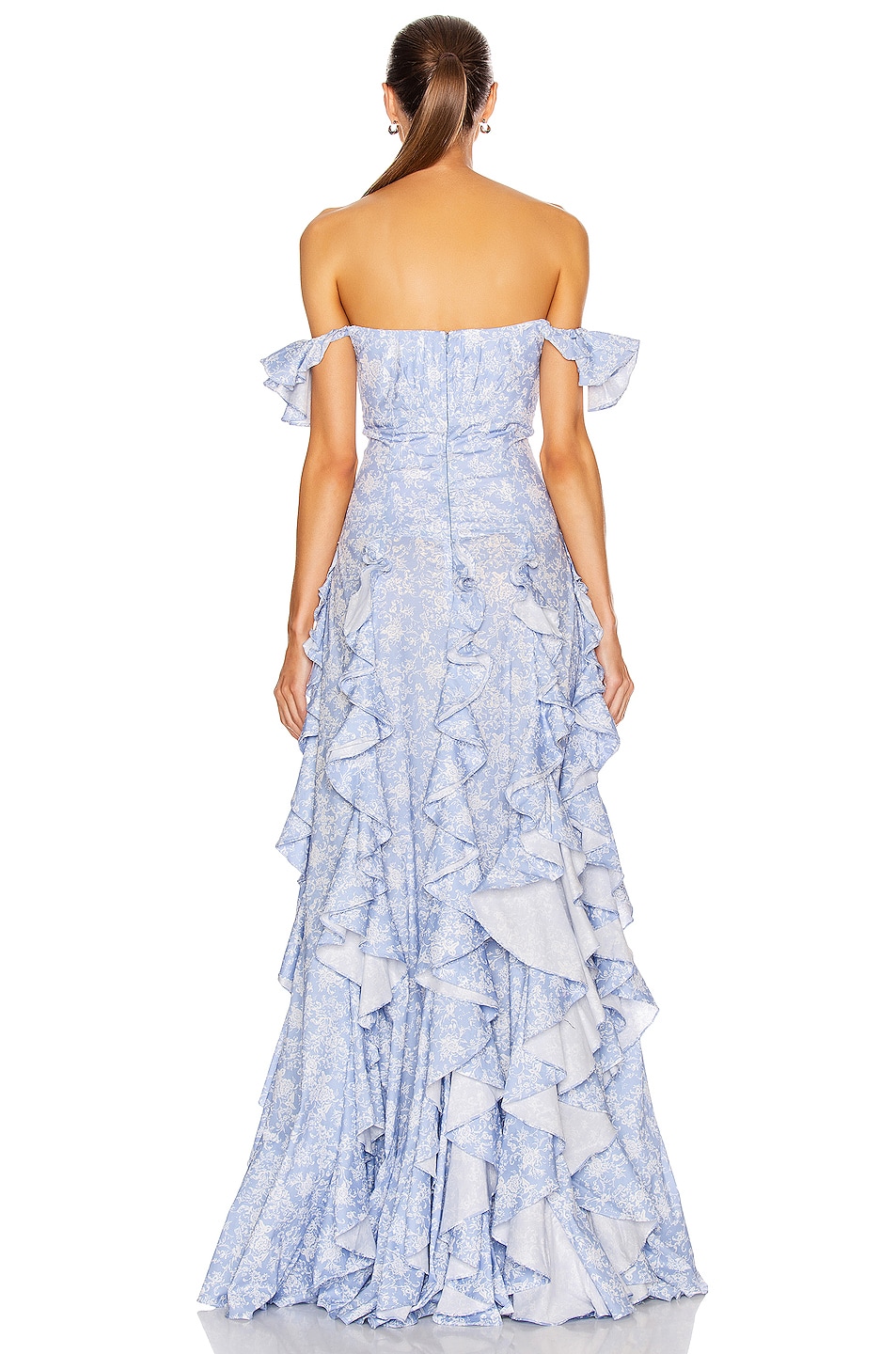 CAROLINE CONSTAS Ruffle Gown in Blue | FWRD