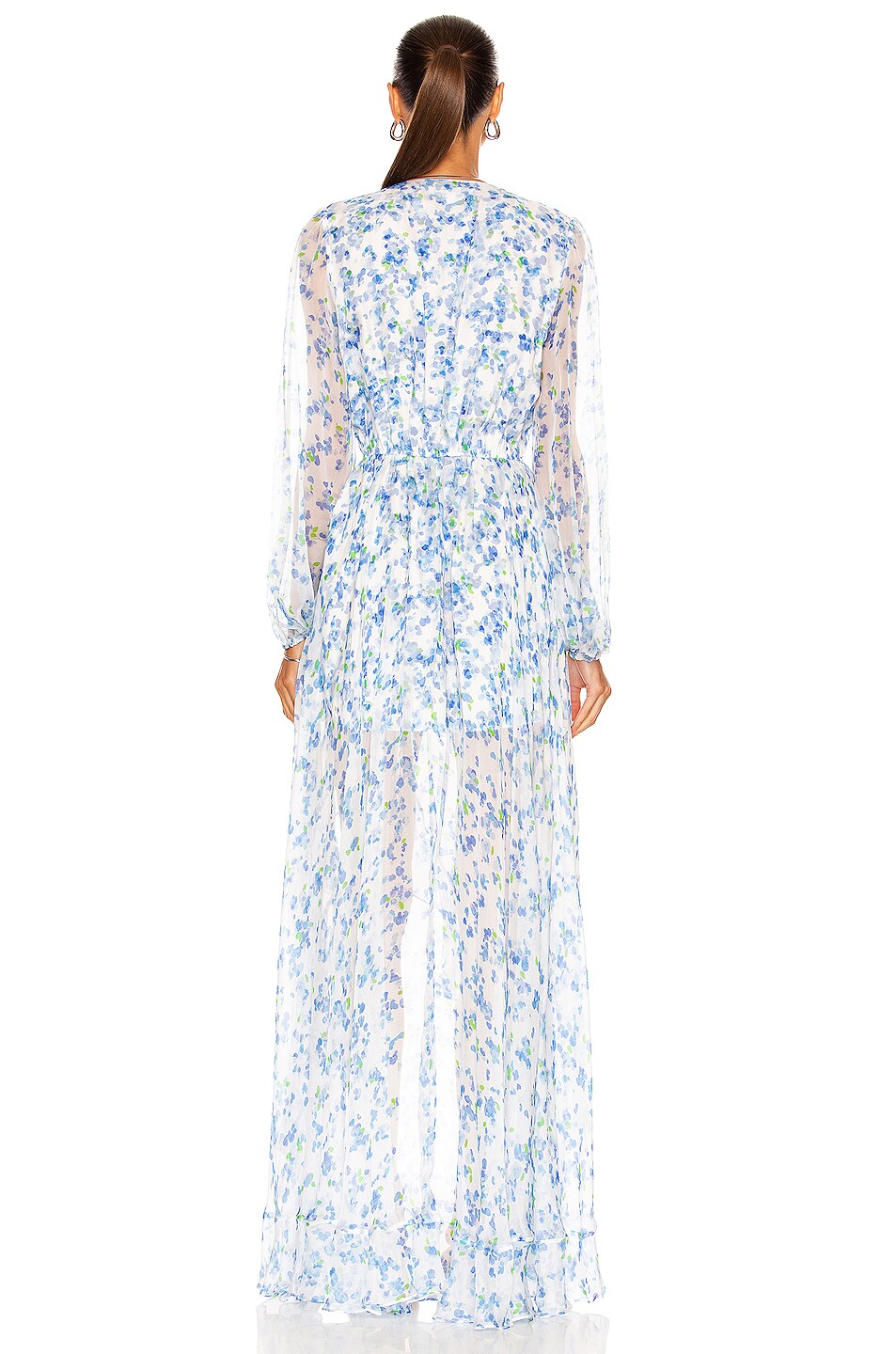 CAROLINE CONSTAS Vivian Gown in Blue Abstract Blossom | FWRD