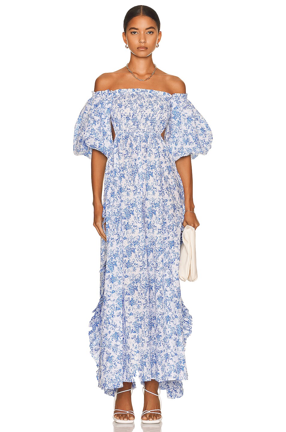 CAROLINE CONSTAS Yara Gown in Blue Toile | FWRD