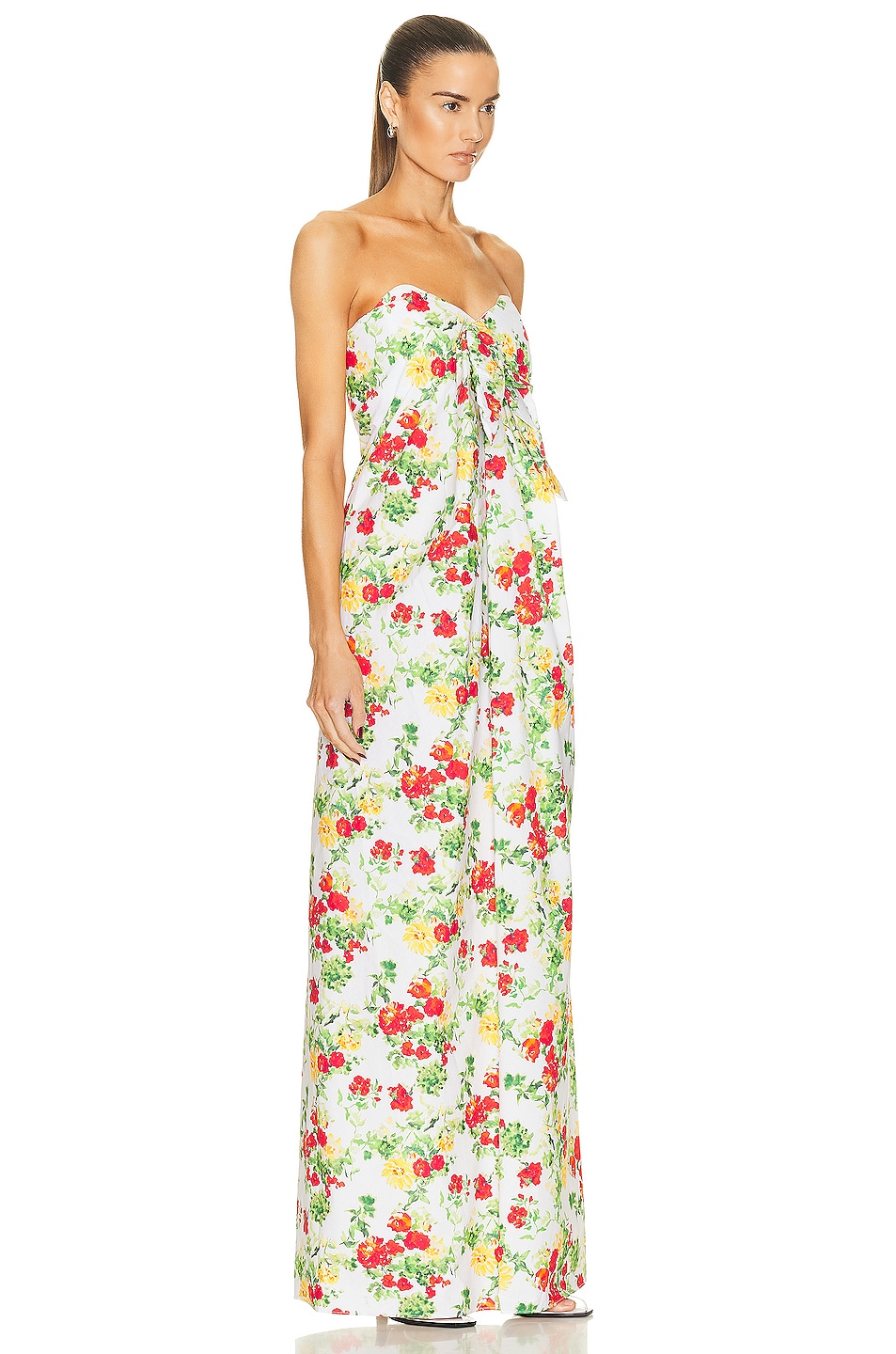 CAROLINE CONSTAS Kaia Gown in Yellow Red Blanc Floral | FWRD