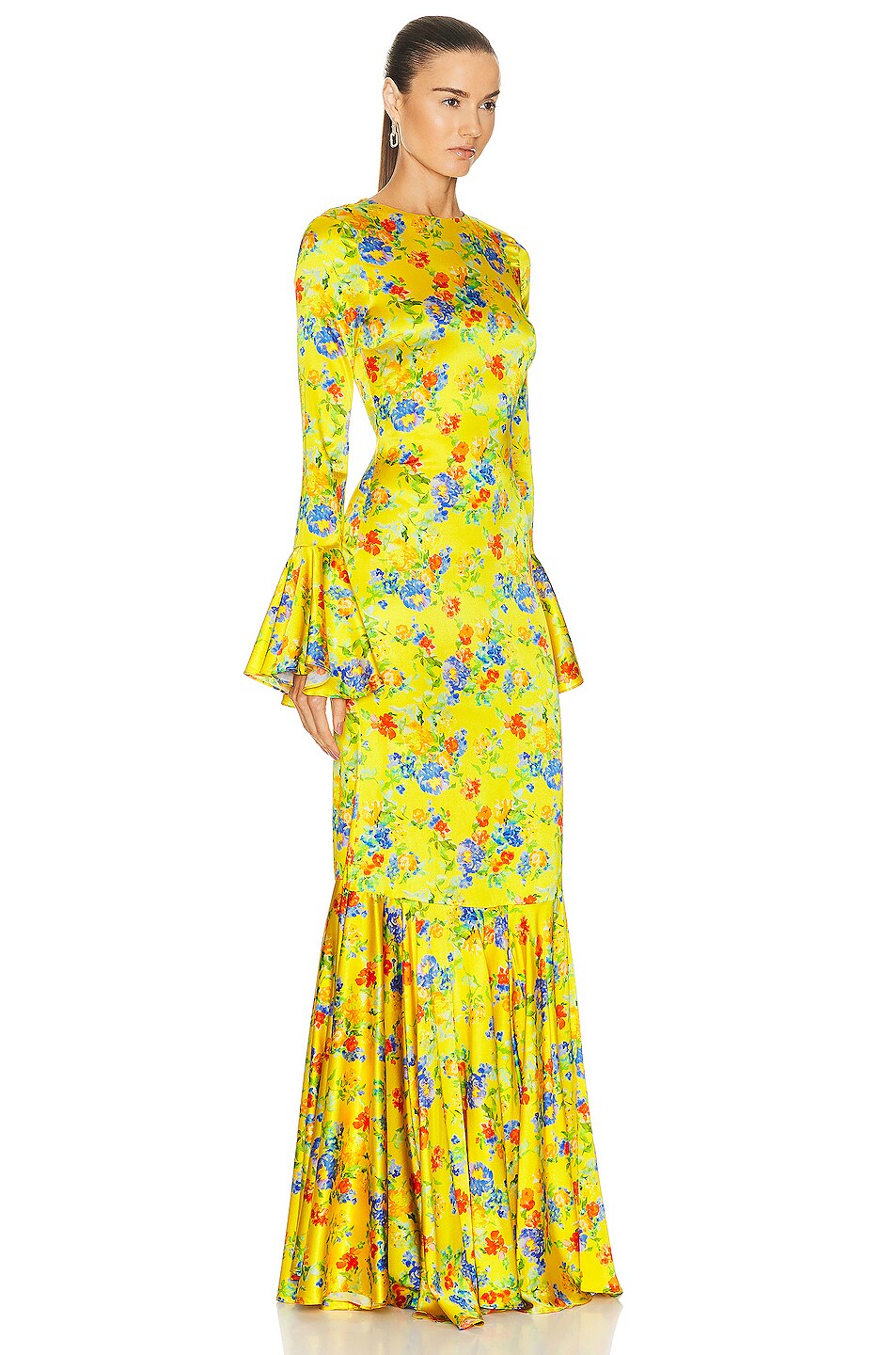 CAROLINE CONSTAS Allonia Gown in Yellow Radiant Floral | FWRD