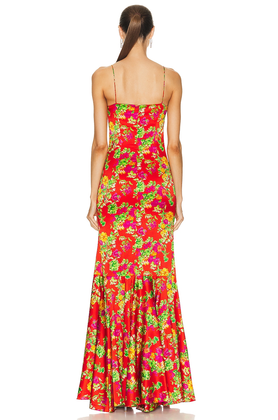 CAROLINE CONSTAS Morgana Gown in Red Radiant Floral | FWRD
