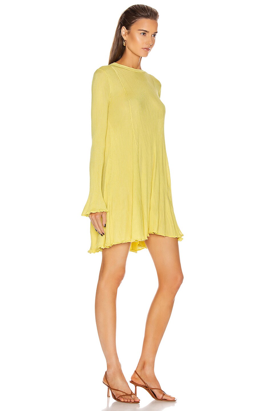 Chloe Ribbed Ruffle Mini Dress in Citrus Yellow | FWRD