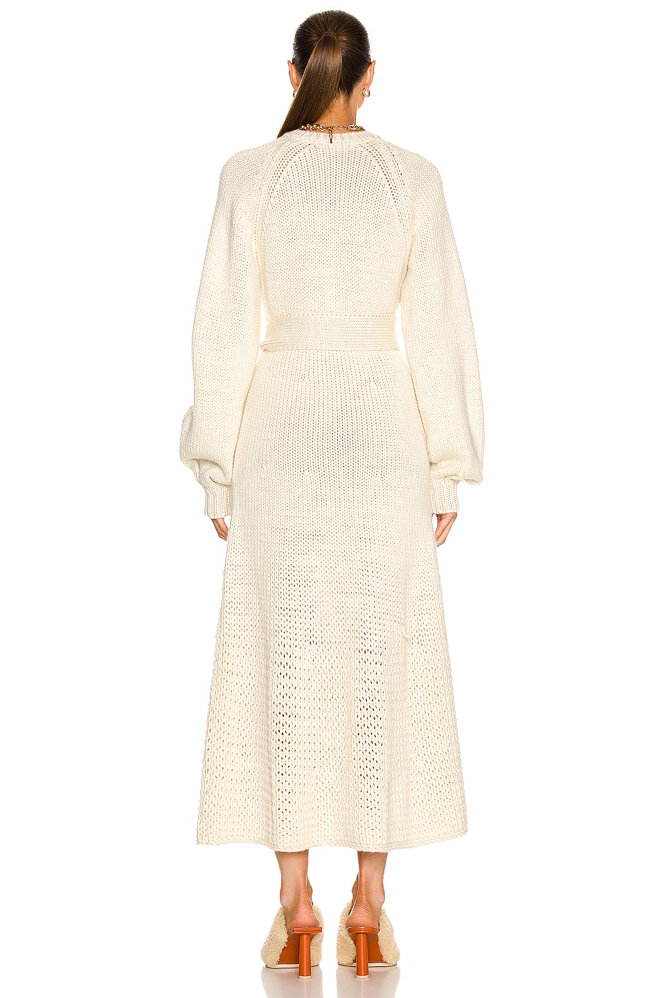 Chloe Chunky Wool Blend Knit Dress in Papyrus White | FWRD