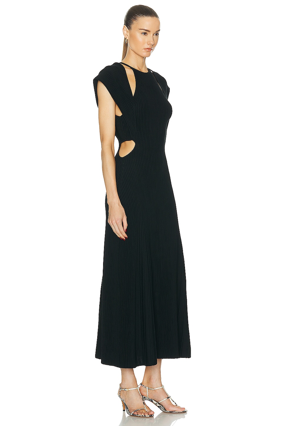 Chloe Long Cut Out Dress in Black | FWRD