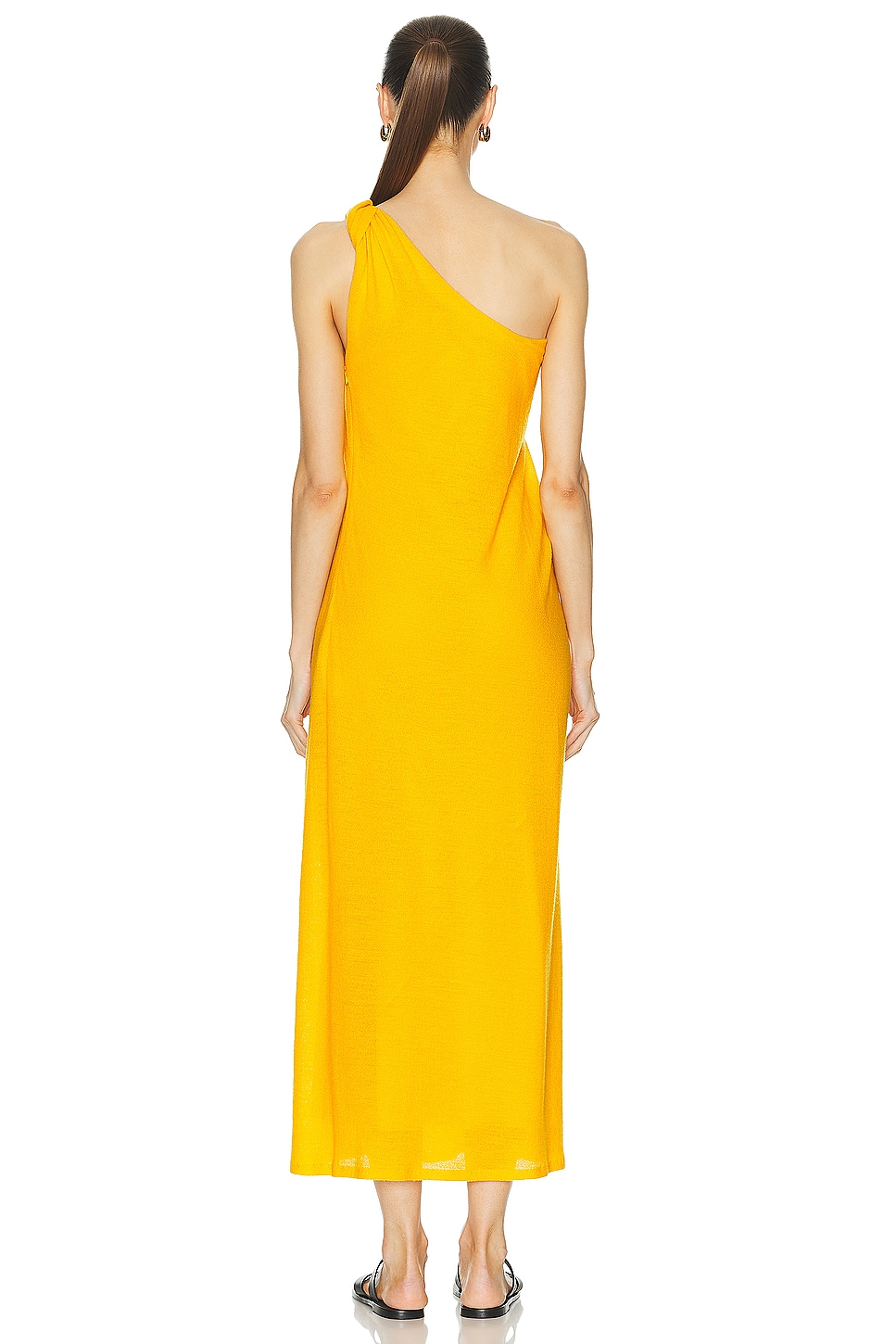 Chloe One Shoulder Cut Out Dress in Dark Ochre | FWRD