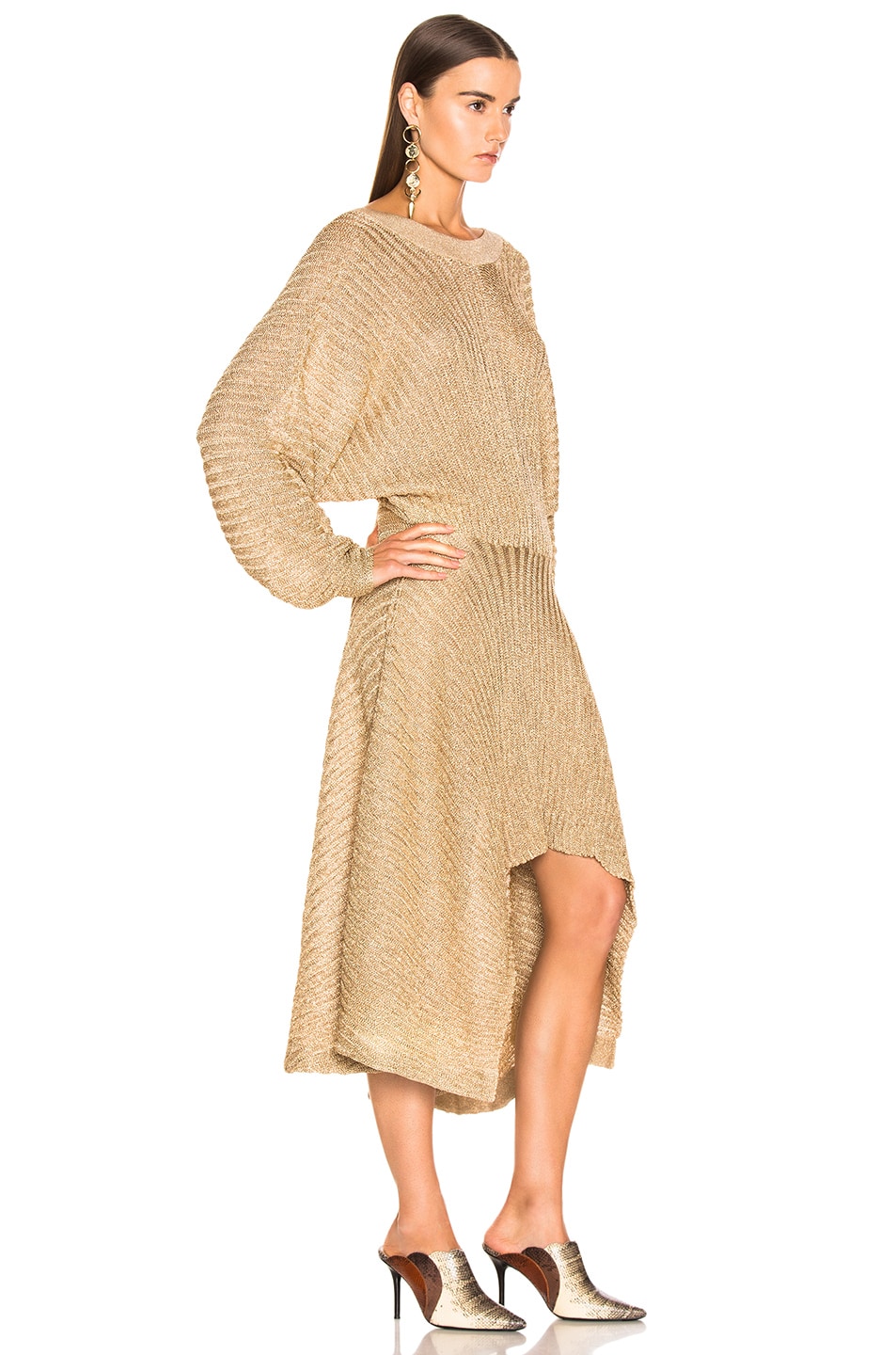 Chloe Golden Dress in Golden Ochre | FWRD