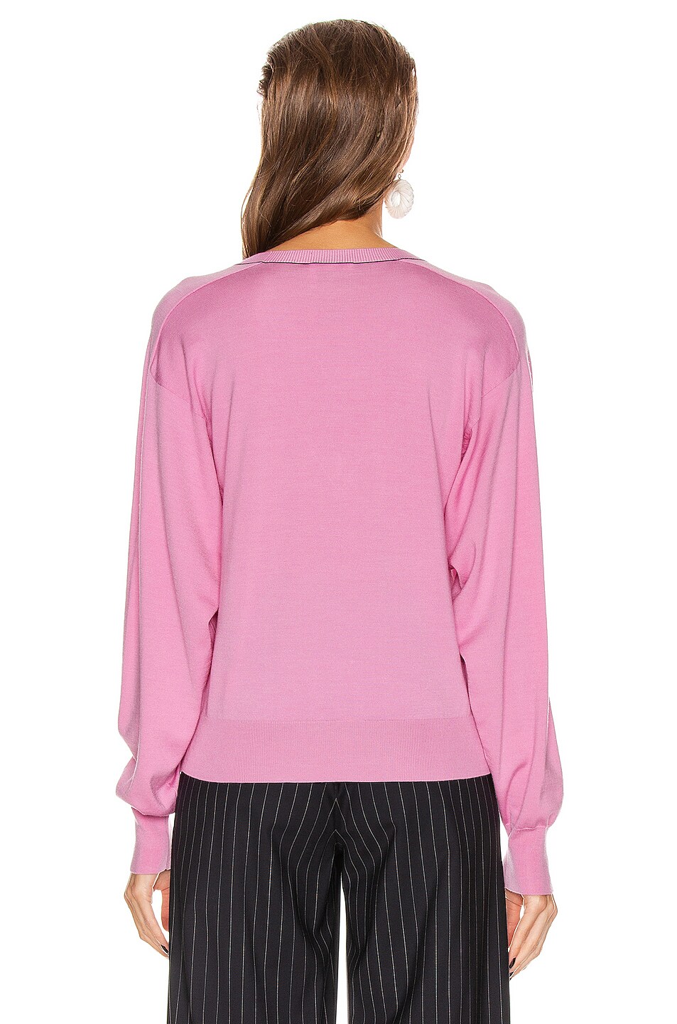 Chloe Diamond Logo V Neck Sweater in Dahlia Pink | FWRD