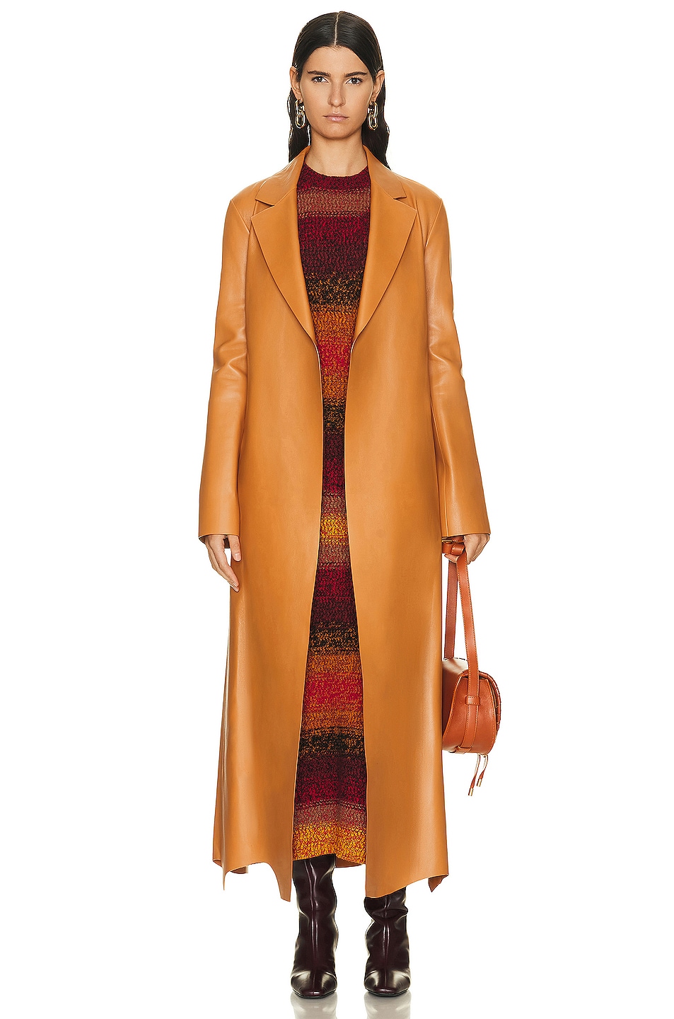 Chloe Leather Coat in Sunset Orange | FWRD