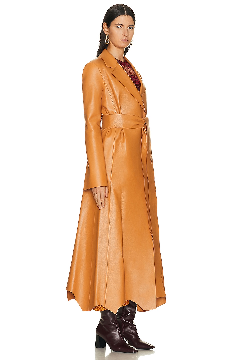 Chloe Leather Coat in Sunset Orange | FWRD