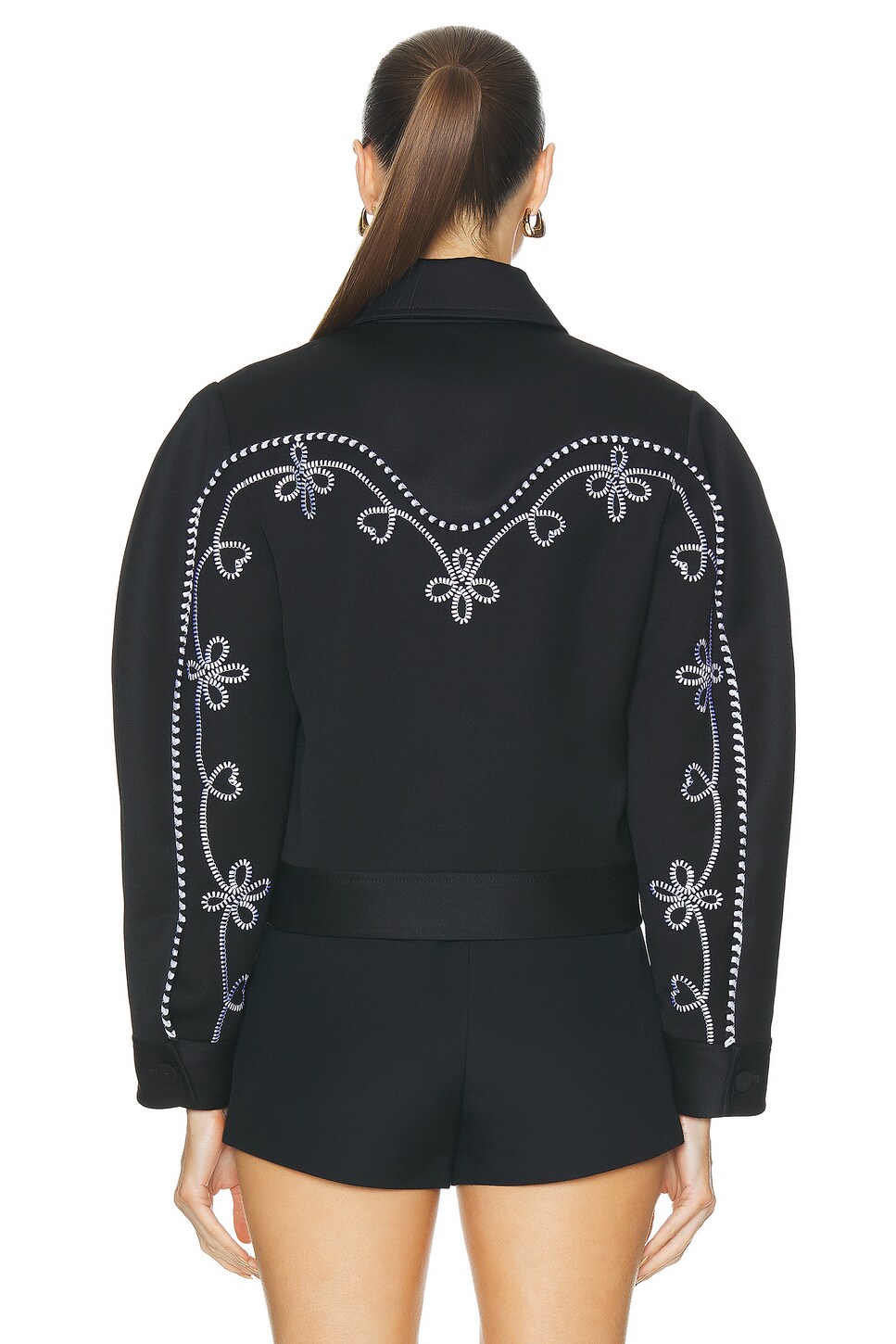 Chloe Embroidered Jacket in Black | FWRD