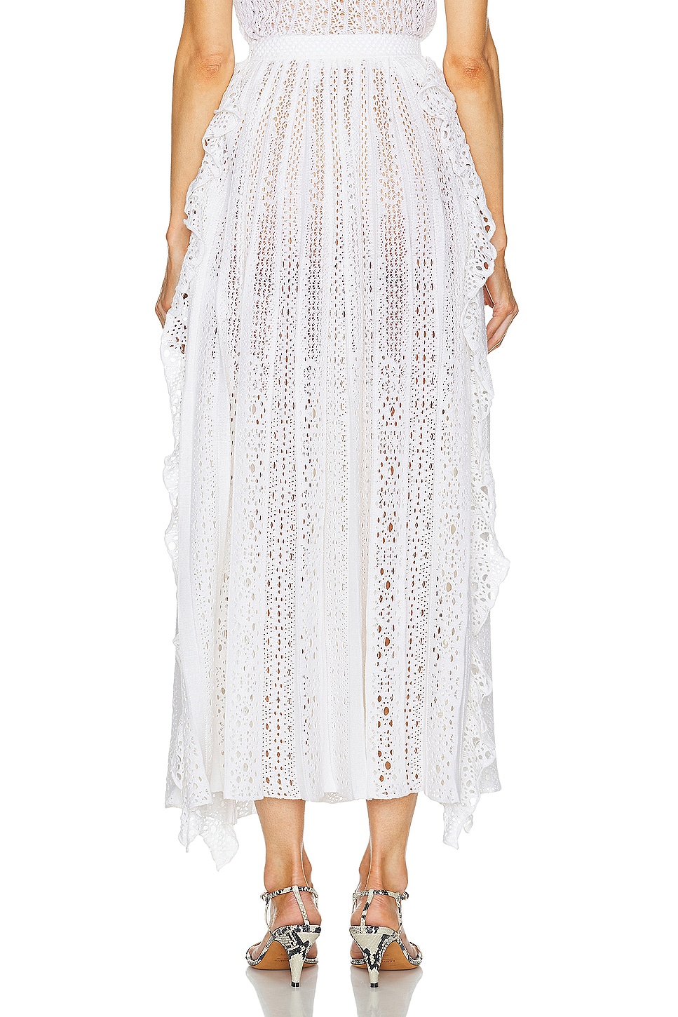 Chloe Long Ruffled Skirt in Iconic Milk | FWRD