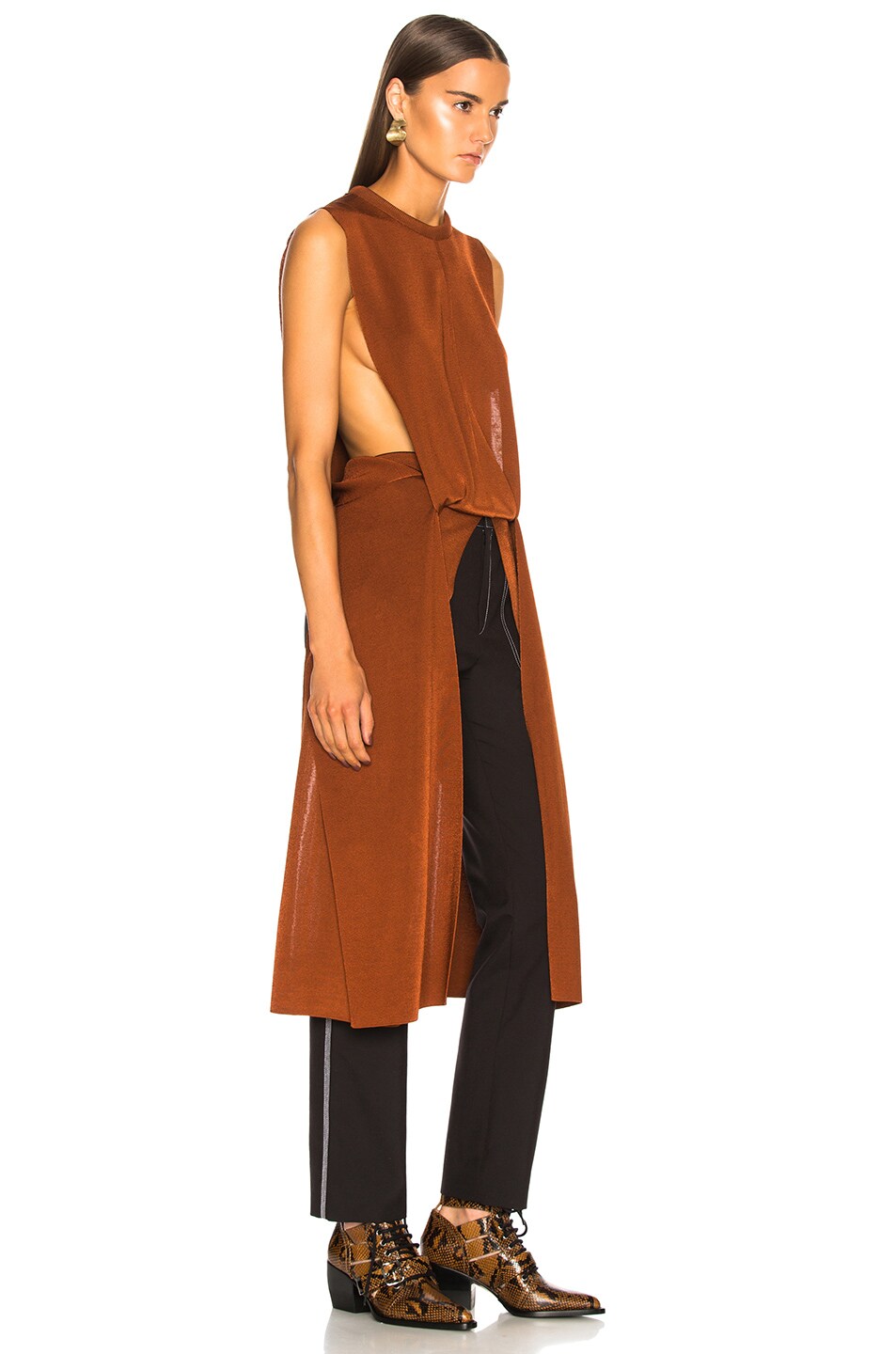 Chloe Sleeveless Draped Tunic in Crimson Brown | FWRD