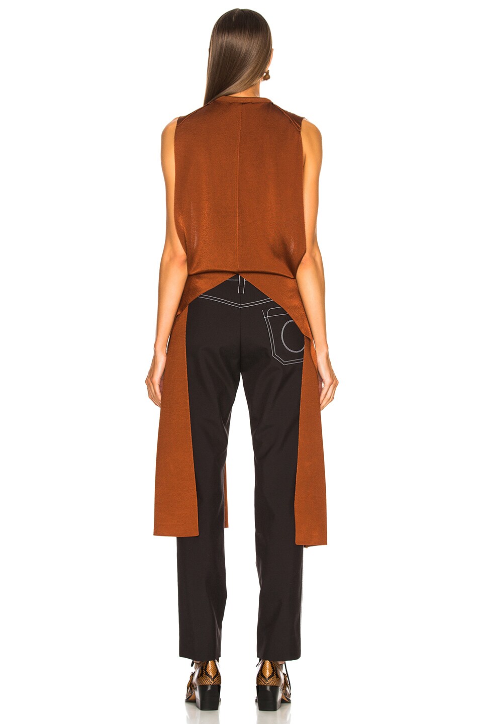 Chloe Sleeveless Draped Tunic in Crimson Brown | FWRD