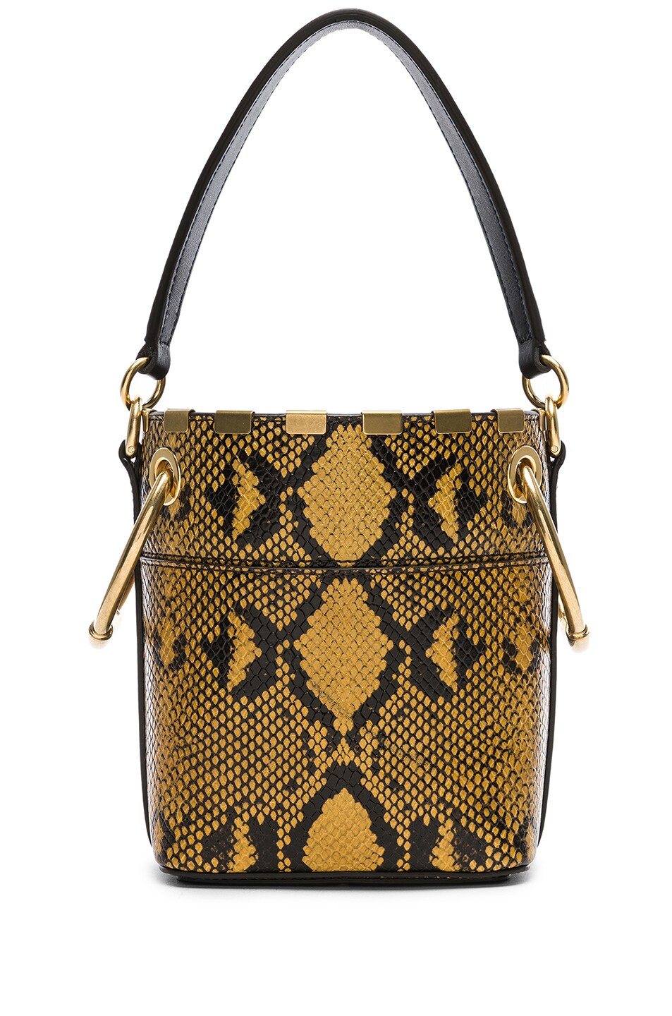 Chloe Mini Roy Python Print Leather Bucket Bag in September Sun | FWRD