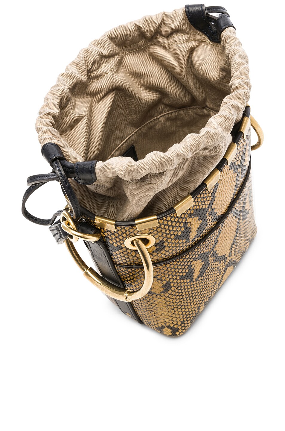 Chloe Mini Roy Python Print Leather Bucket Bag in September Sun | FWRD