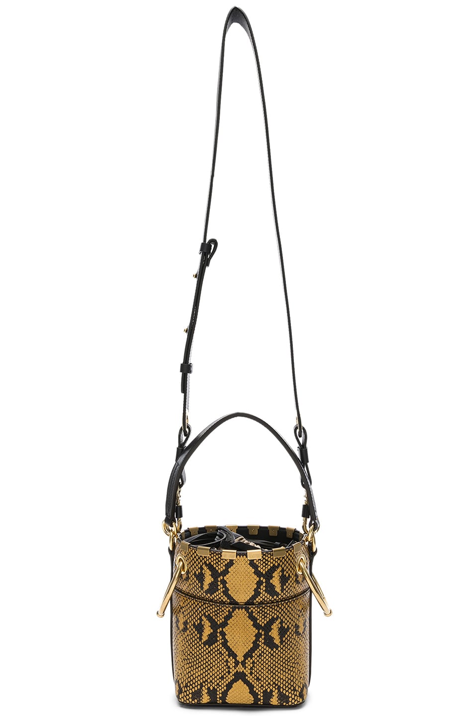 Chloe Mini Roy Python Print Leather Bucket Bag in September Sun | FWRD