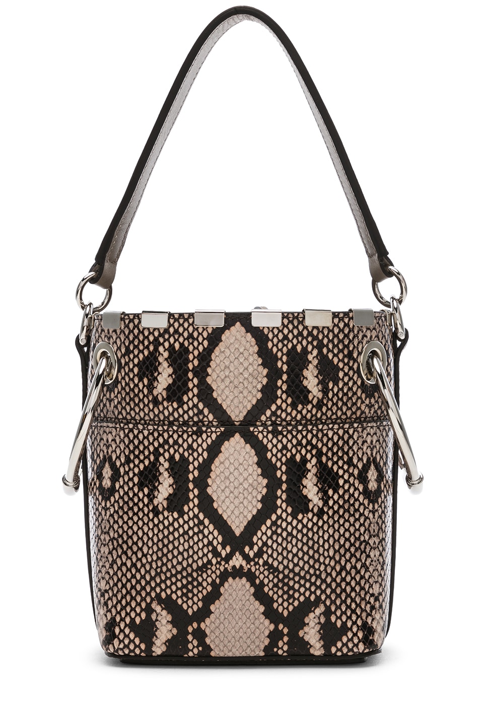 Chloe Mini Roy Python Print Leather Bucket Bag in Eternal Grey | FWRD