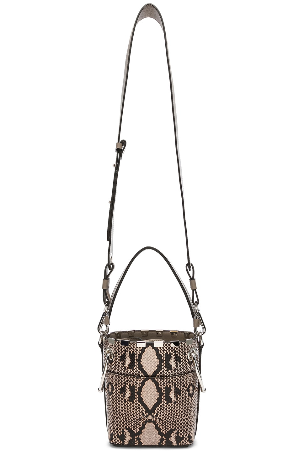 Chloe Mini Roy Python Print Leather Bucket Bag in Eternal Grey | FWRD