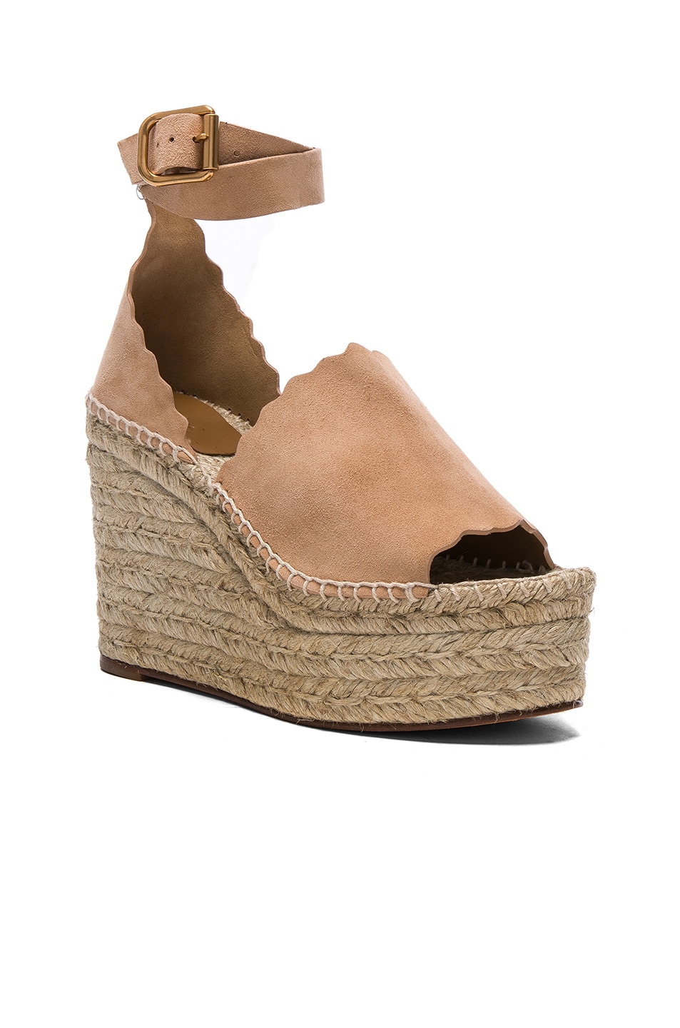 Chloe Suede Lauren Espadrille Wedges in Reef Shell | FWRD