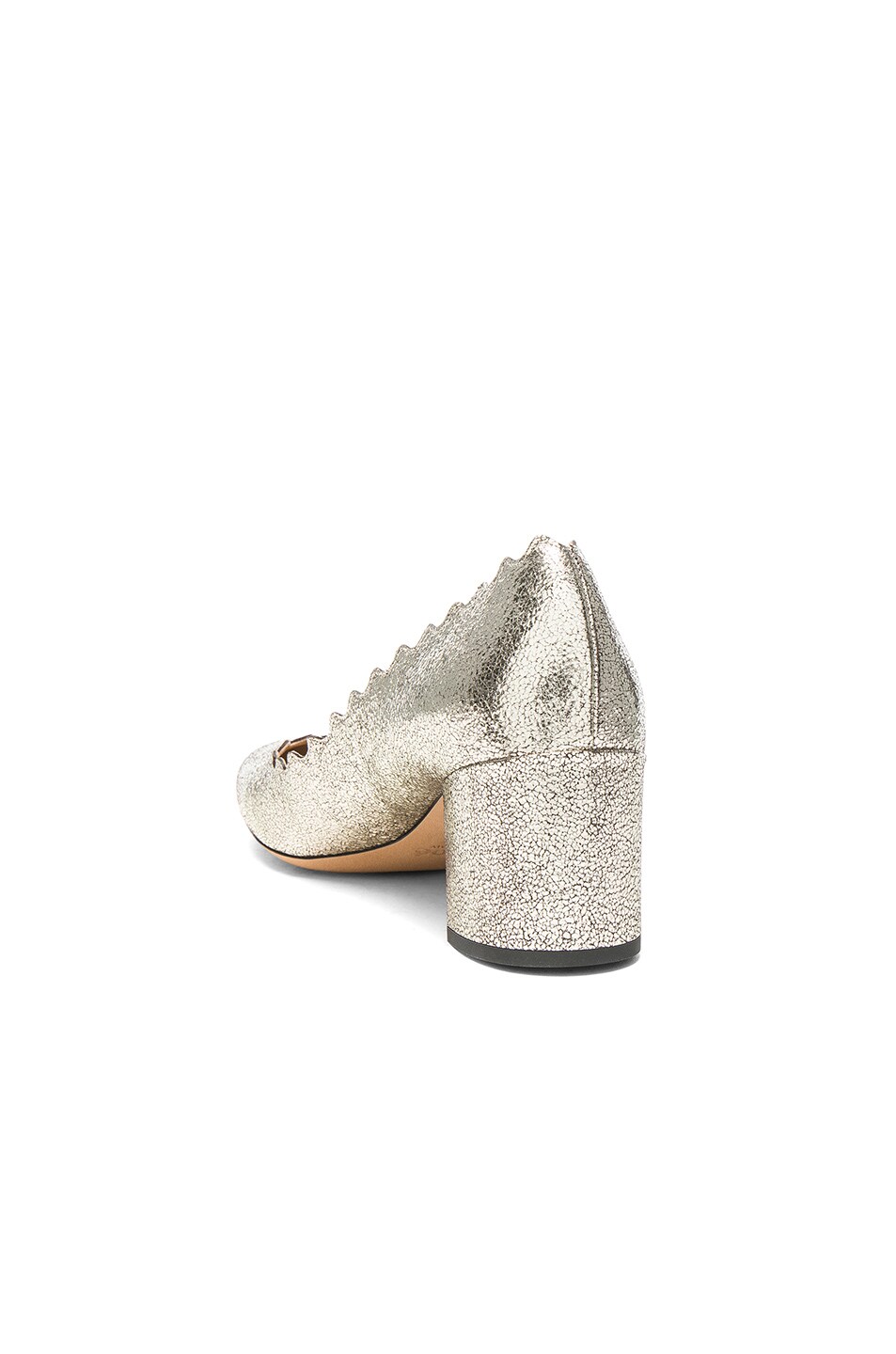Chloe Leather Lauren Heels in Grey Glitter | FWRD