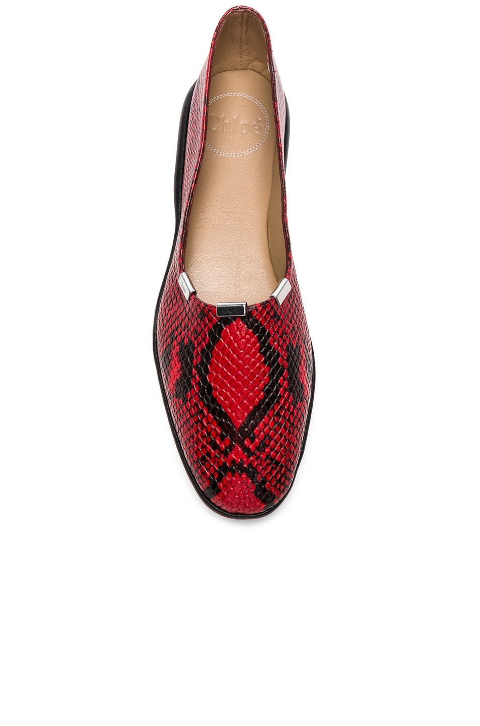 Chloe Skye Python Print Leather Flats in Gypsy Red | FWRD