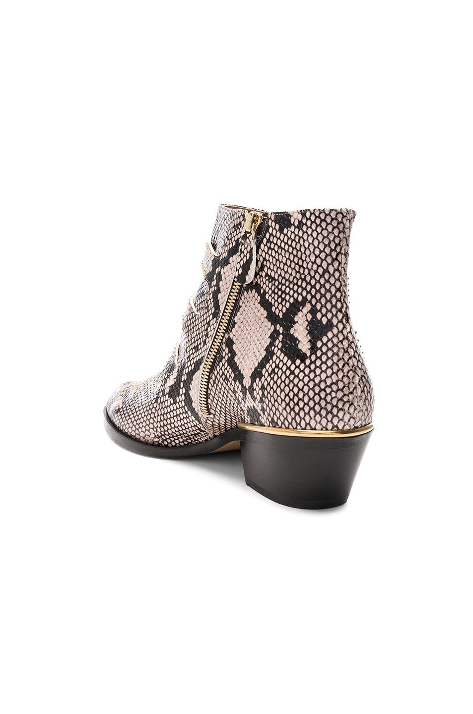 Chloe Susanna Python Print Leather Studded Ankle Boots in Eternal Grey ...