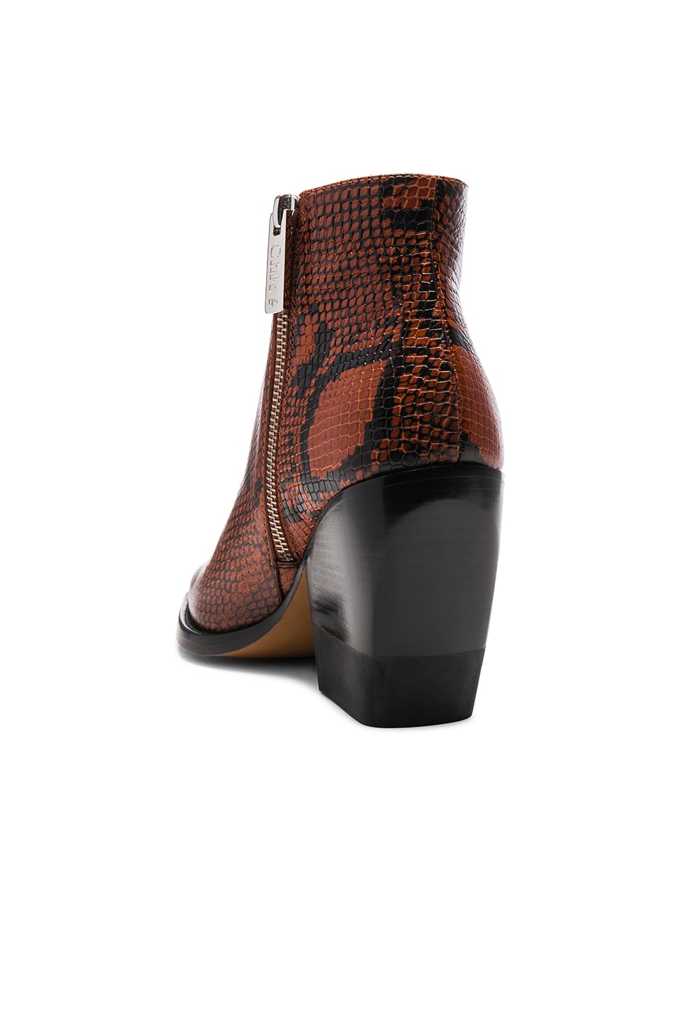 Chloe Python Rylee Print Leather Ankle Boots in Brown | FWRD