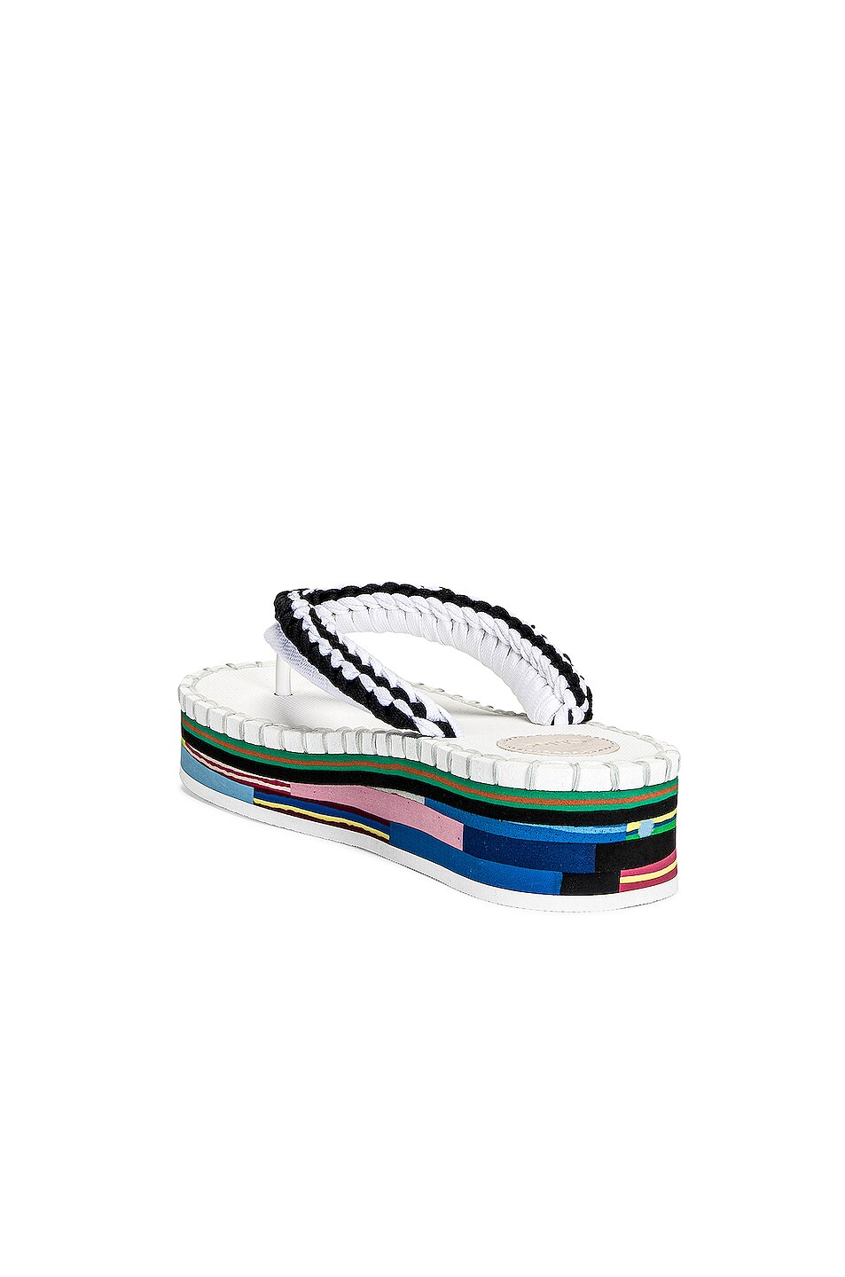 Chloe Lou Flat Sandals in White & Black | FWRD