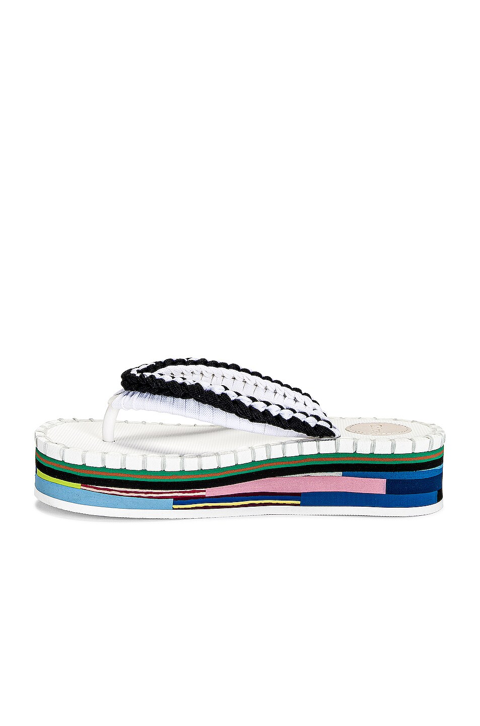 Chloe Lou Flat Sandals in White & Black | FWRD