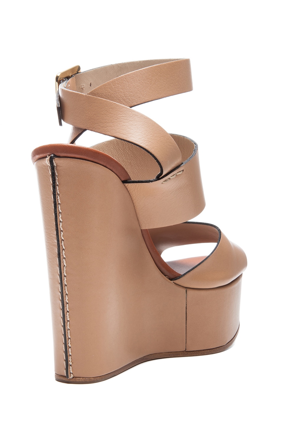 Chloe Leather Wedges in Wet Sand | FWRD