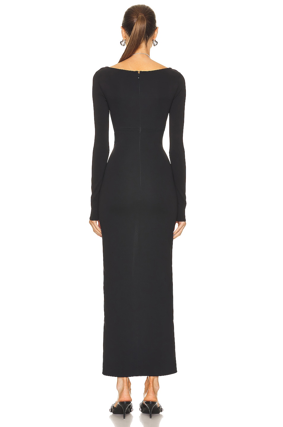 Courreges Swallow Breast Long Sleeve Milano Dress in Black | FWRD