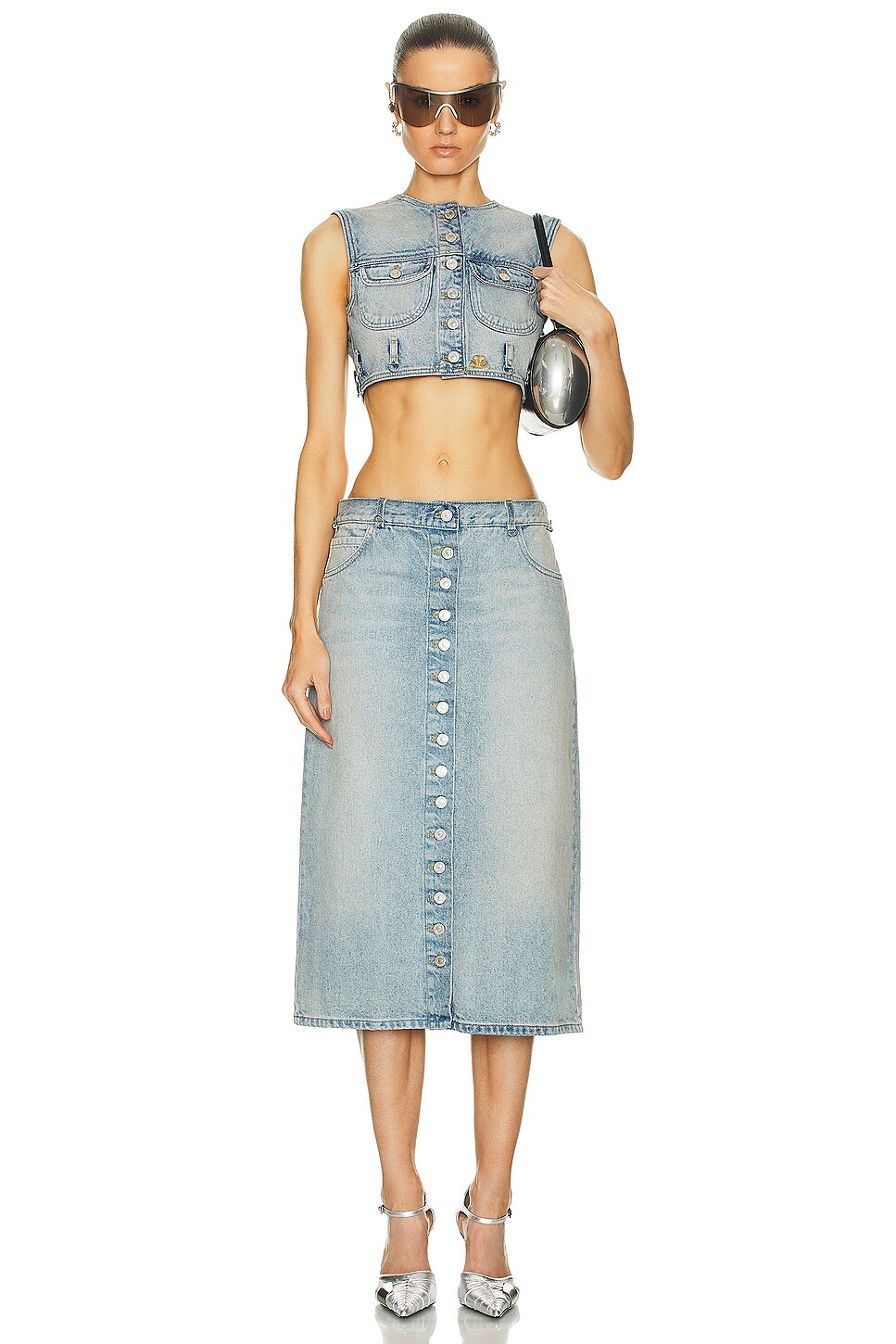 Courreges Multiflex Cropped Vest in Light Blue Wash | FWRD