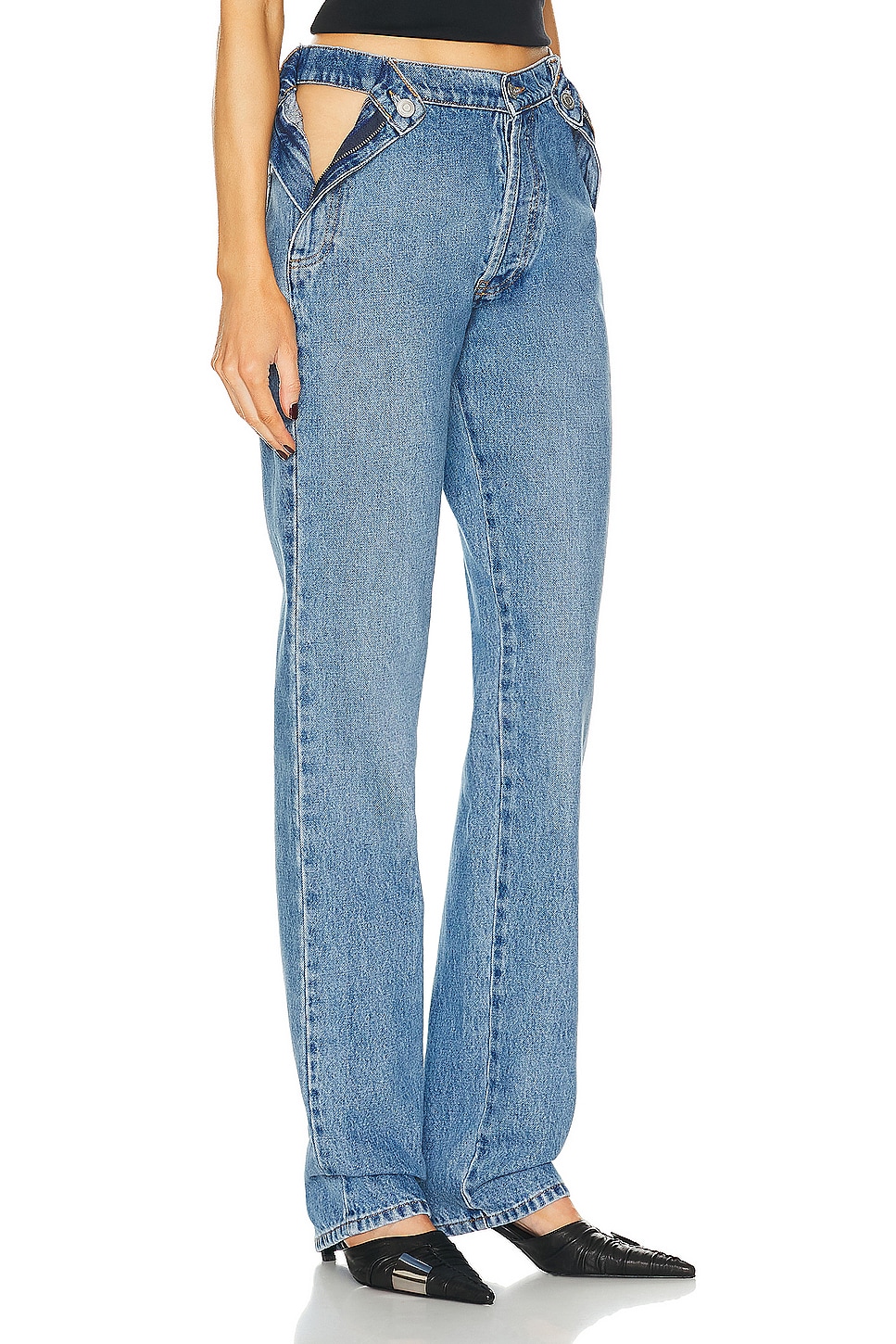 Coperni Open Hip Trouser in Washed Blue | FWRD