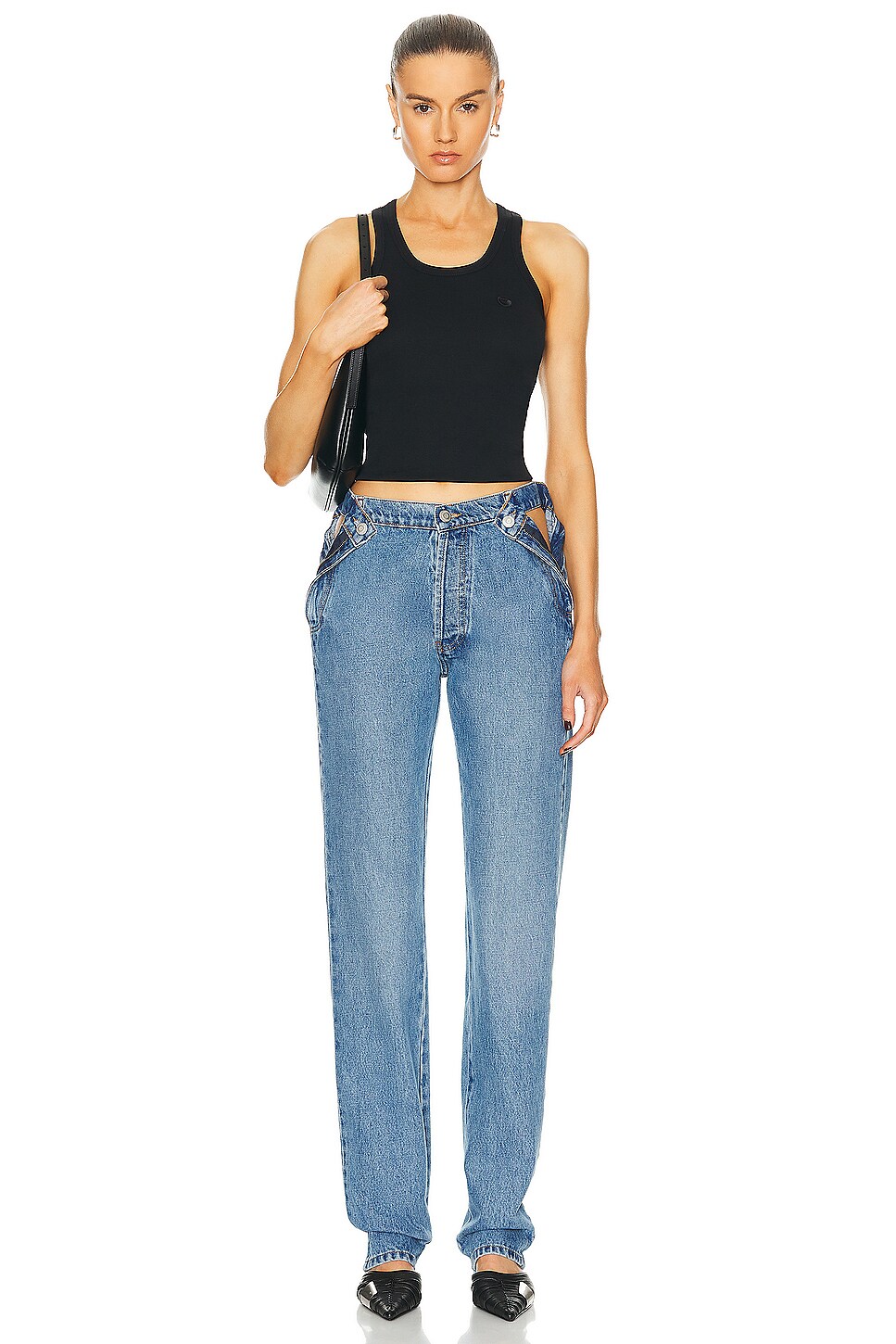 Coperni Open Hip Trouser in Washed Blue | FWRD