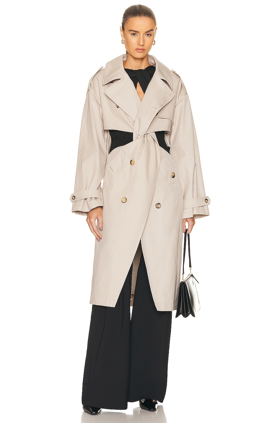 Coperni Twisted Cut Out Trench Coat in Sand | FWRD