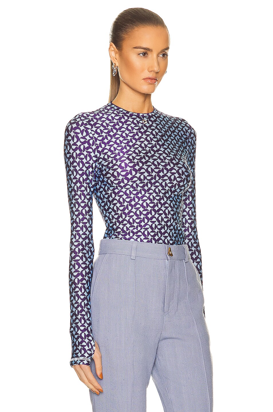 Coperni Crewneck Fitted Top in Light Blue & Purple | FWRD