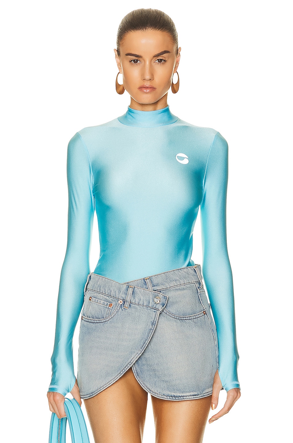 Coperni Tight High Neck Top in Turquoise | FWRD