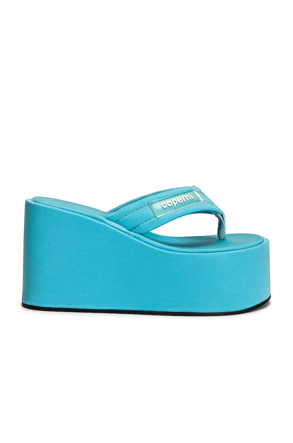 Coperni Branded Wedge Sandals in Turquoise | FWRD