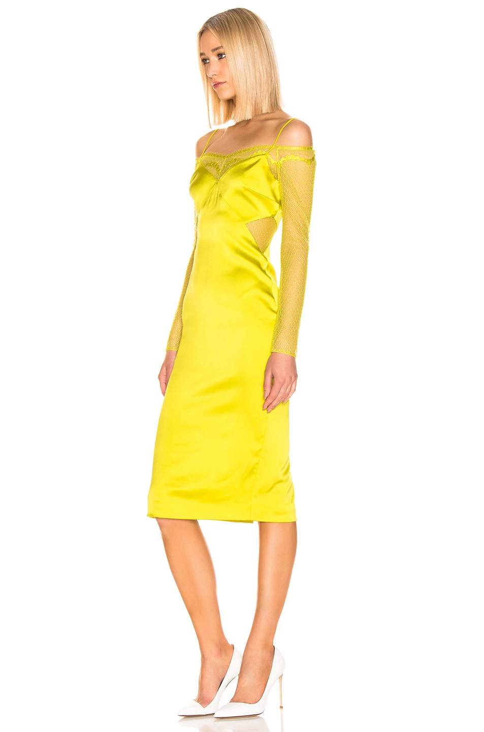 Cushnie Lace Underlay Pencil Dress in Lime | FWRD