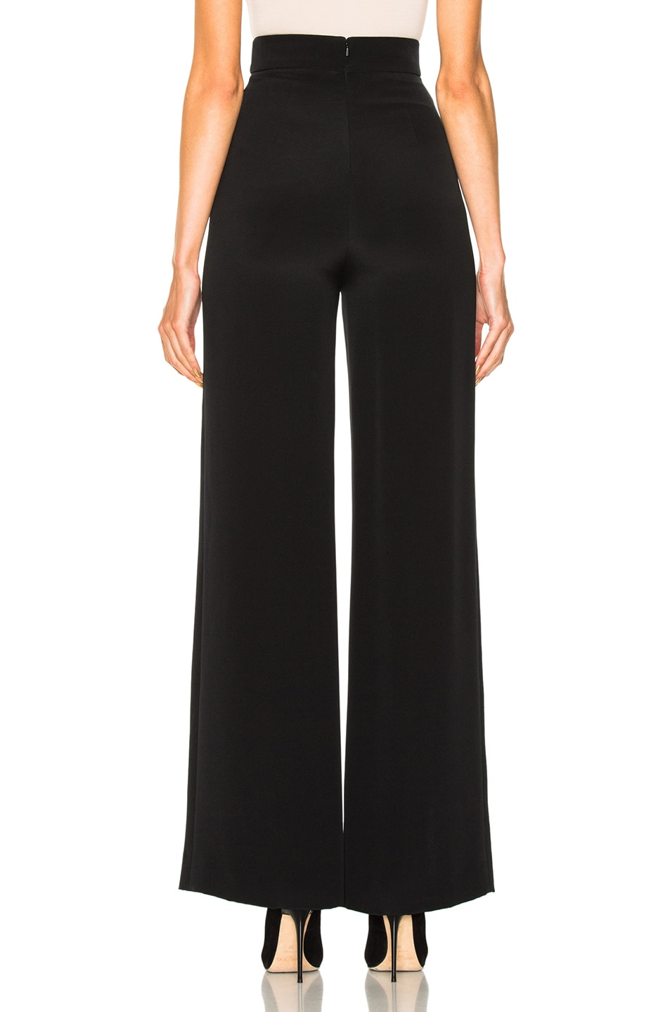 Cushnie Crepe High Waisted Front Slit Pants in Black | FWRD