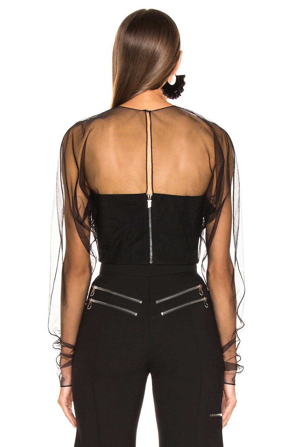 Cushnie Sheer Tulle Top in Black | FWRD